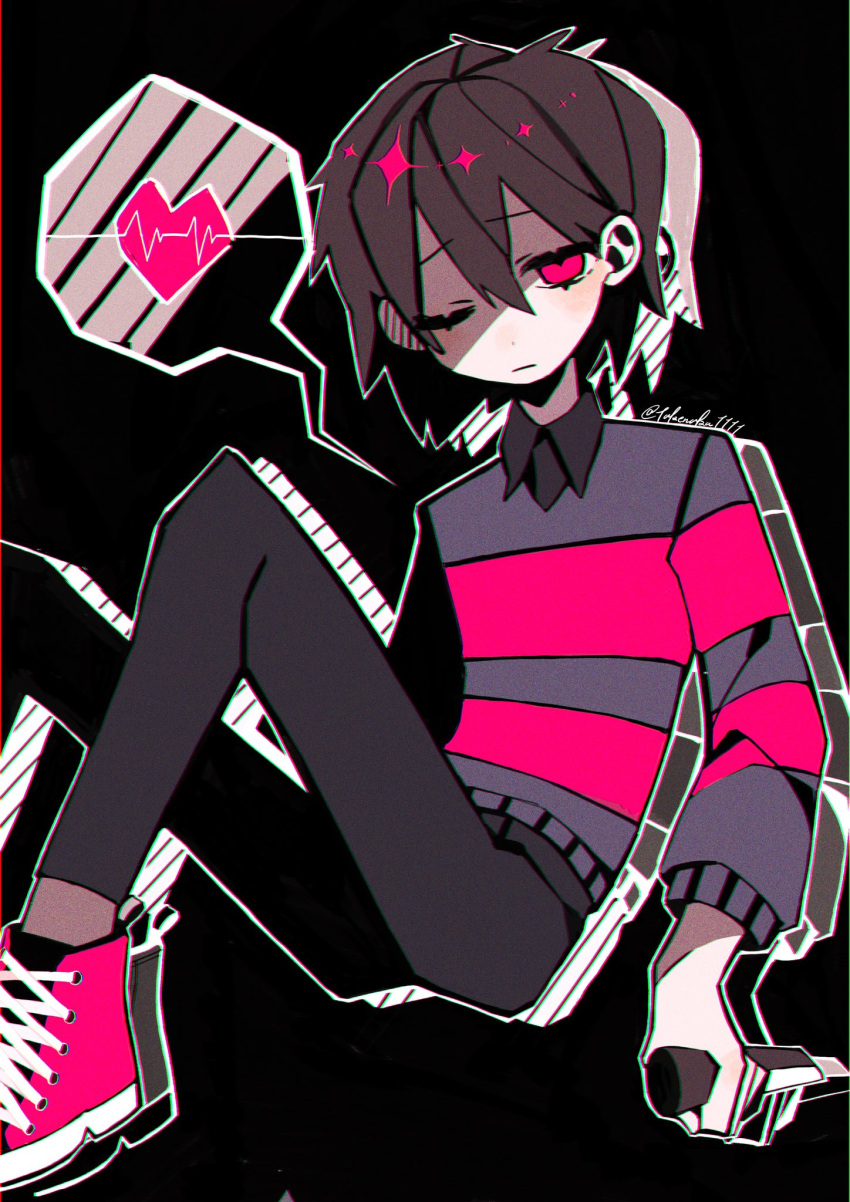 Safebooru - 1other antenna hair black background black pants blue ...