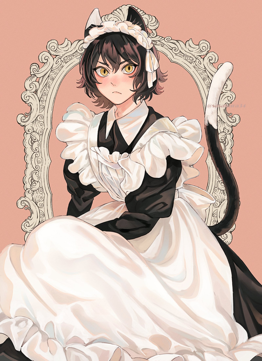 Safebooru - 1girl alternate costume animal ears apron arm at side ...