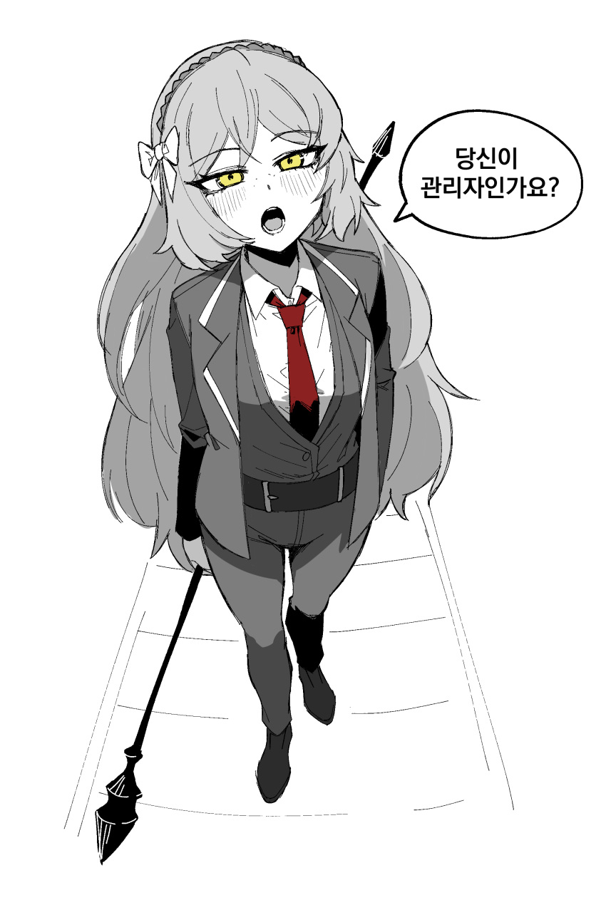 Safebooru - 1girl absurdres belt bow collared shirt green eyes hair bow ...