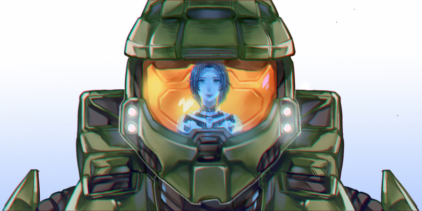 Safebooru - 1boy 1girl animification assault visor blue eyes blue hair ...