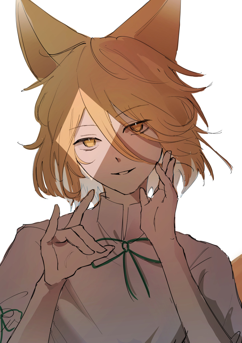 Safebooru - 1girl absurdres animal ears blonde hair fox ears fox girl fox tail hair between eyes ...