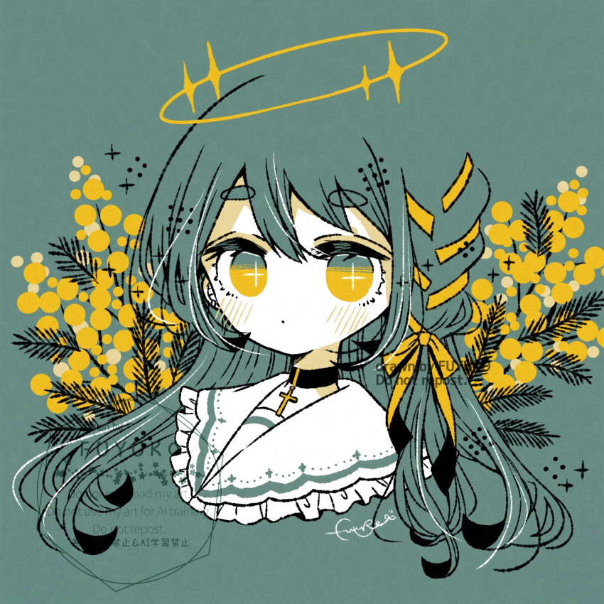 Safebooru 1girl Black Choker Blue Eyes Blush Choker Closed Mouth Collar Commentary Request