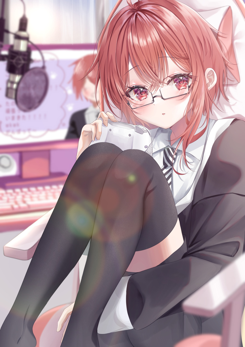 Safebooru - 1girl absurdres commission glasses highres koya toofu original red eyes redhead skeb ...