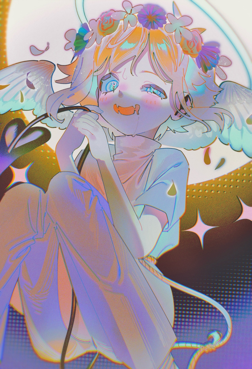 Safebooru - 1boy alternate costume angel wings basil (faraway) (omori) basil (omori) blonde hair ...