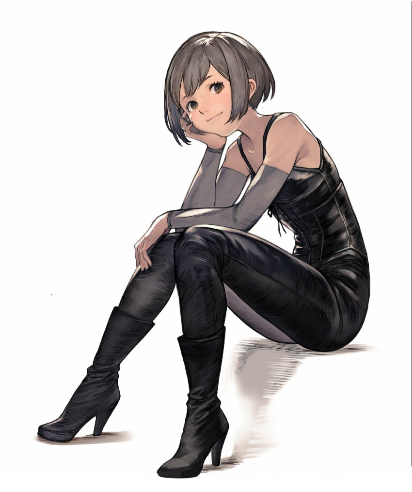 Safebooru 1girl Black Footwear Boots Brown Eyes Character Request 7393