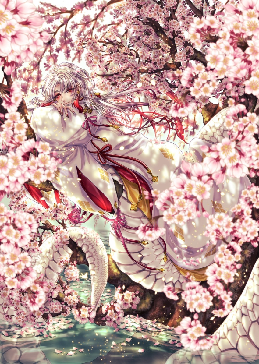 Safebooru - 1boy androgynous aya320luv blurry blurry foreground cherry ...