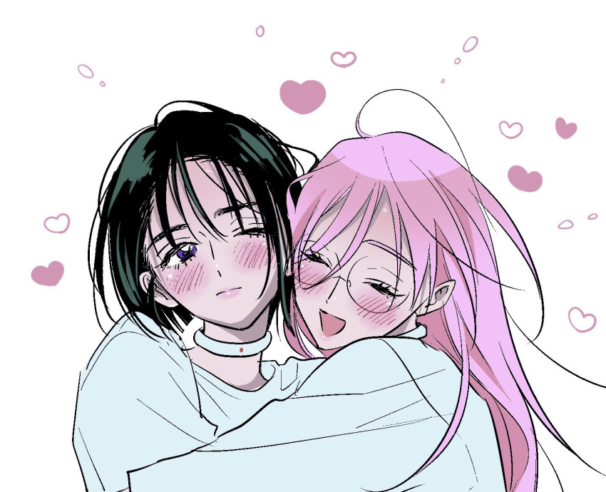 Safebooru - 2girls alien stage black hair blush choker closed eyes closed mouth commentary dress ...