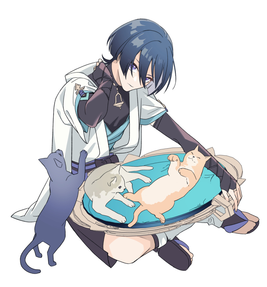 Safebooru - 1boy aqua hat aqua kimono aqua sleeves armor belt black belt black bodysuit black ...