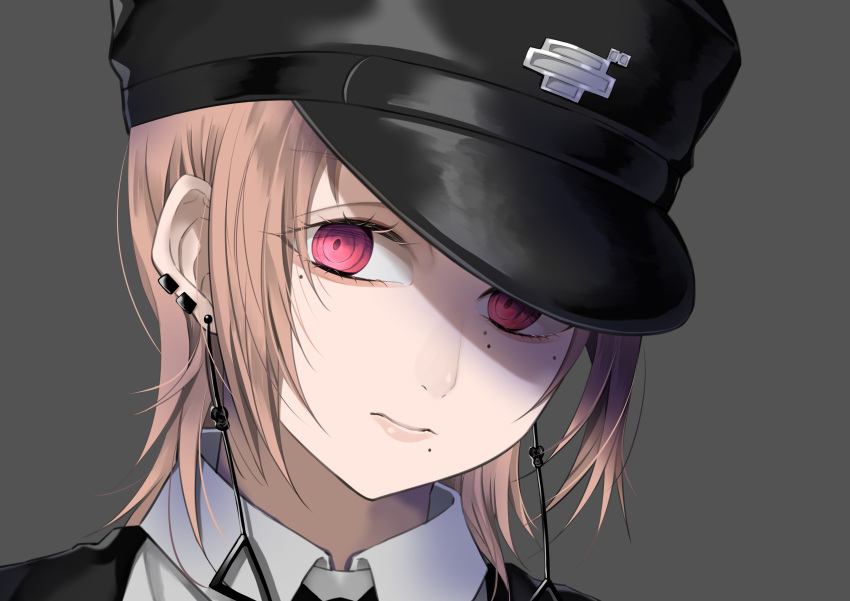 Safebooru - 1girl absurdres black hat chainsaw man closed mouth collared shirt earrings fami ...