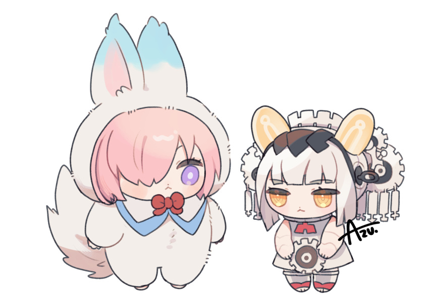 Safebooru - 2girls animal ears azu (kirara310) chibi cosplay costume ...