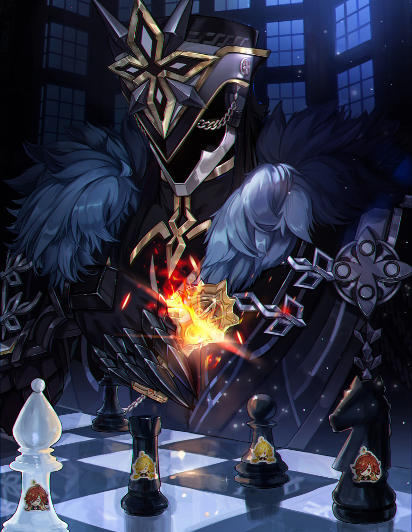 Safebooru - 1boy bishop (chess) black helmet capitano (genshin impact ...