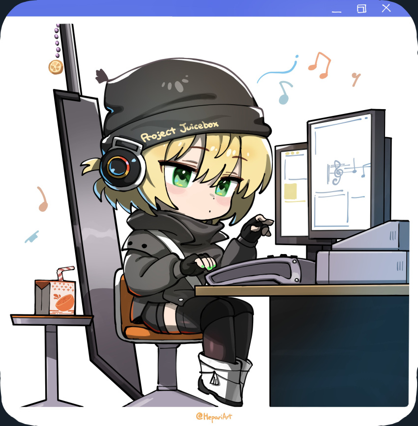 Safebooru - 1girl absurdres black gloves black hat black thighhighs ...