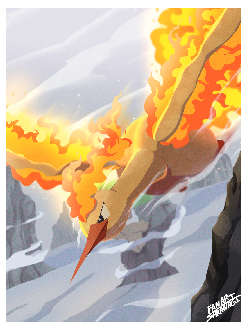 Safebooru - absurdres animal focus bird black eyes bright pupils cococo029 commentary fire ...