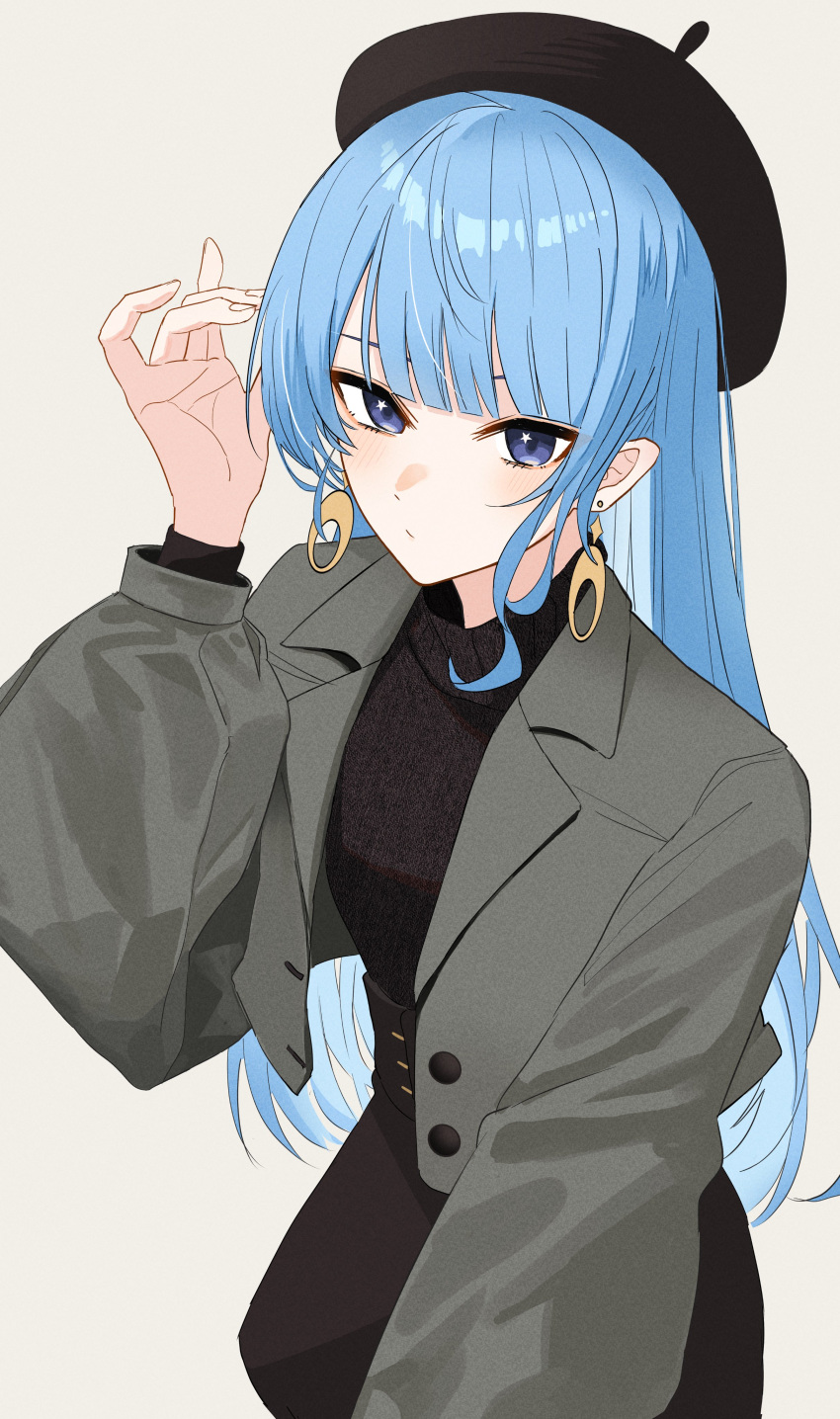 Safebooru - 1girl absurdres alternate costume asymmetrical sidelocks black dress black hat blue ...