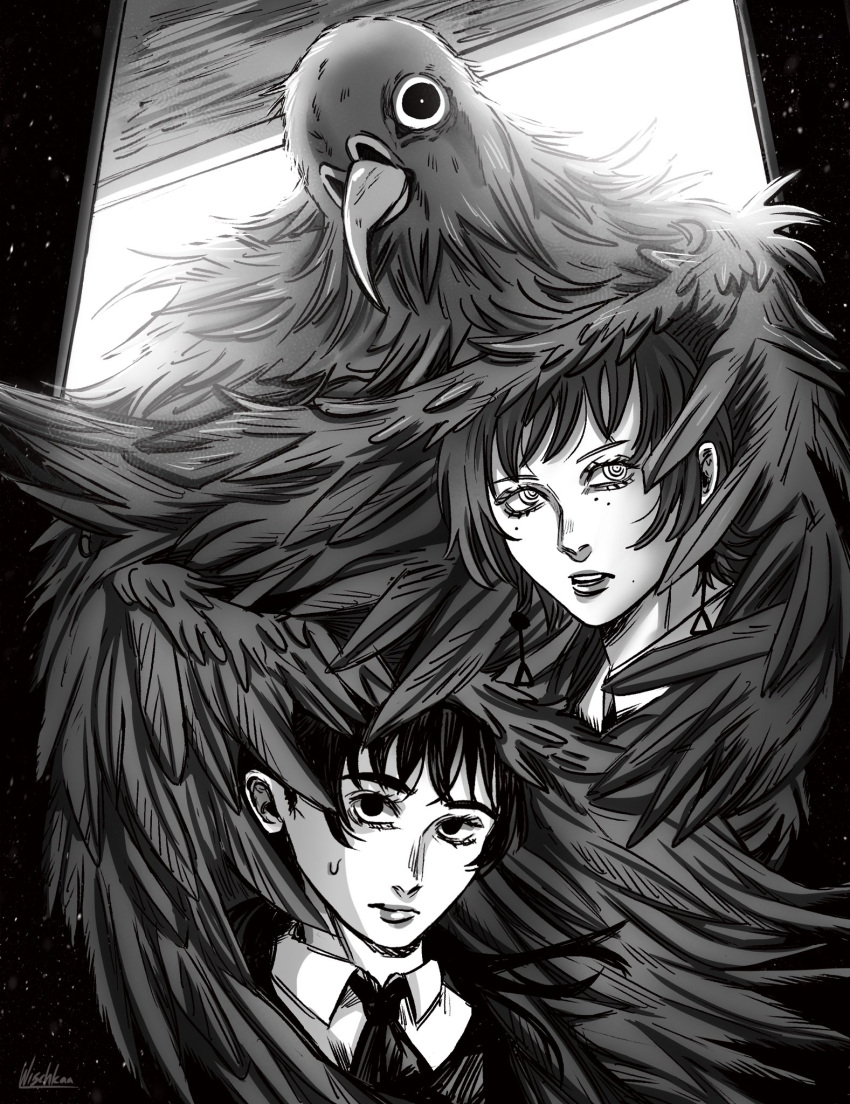 Safebooru - 1other 2girls ascot beak chainsaw man commentary earrings ...