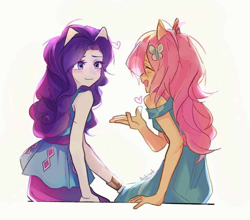 Safebooru - 2girls :d animal ears anuyami arm support bare arms bare ...