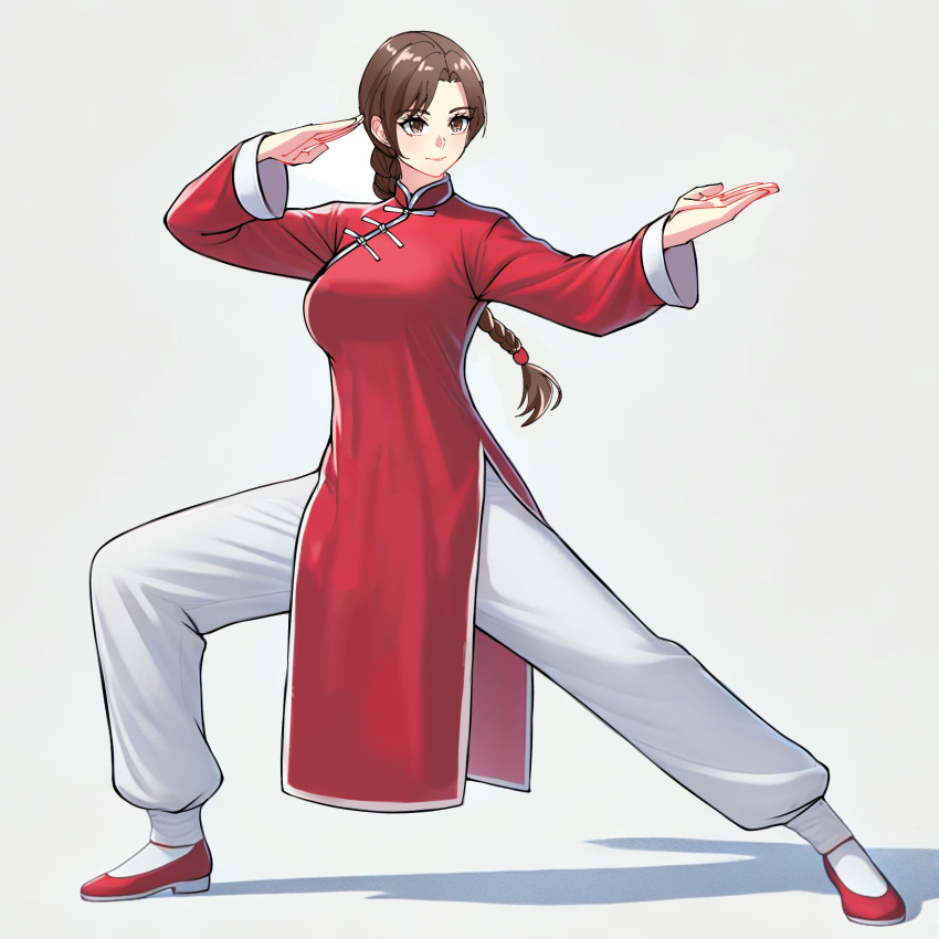 Safebooru - 1girl absurdres braid brown eyes brown hair changpao china ...