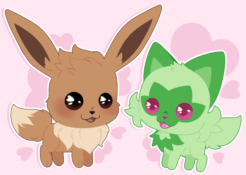 Safebooru - chibi eevee melscarada pokemon sprigatito sticker | 5398343