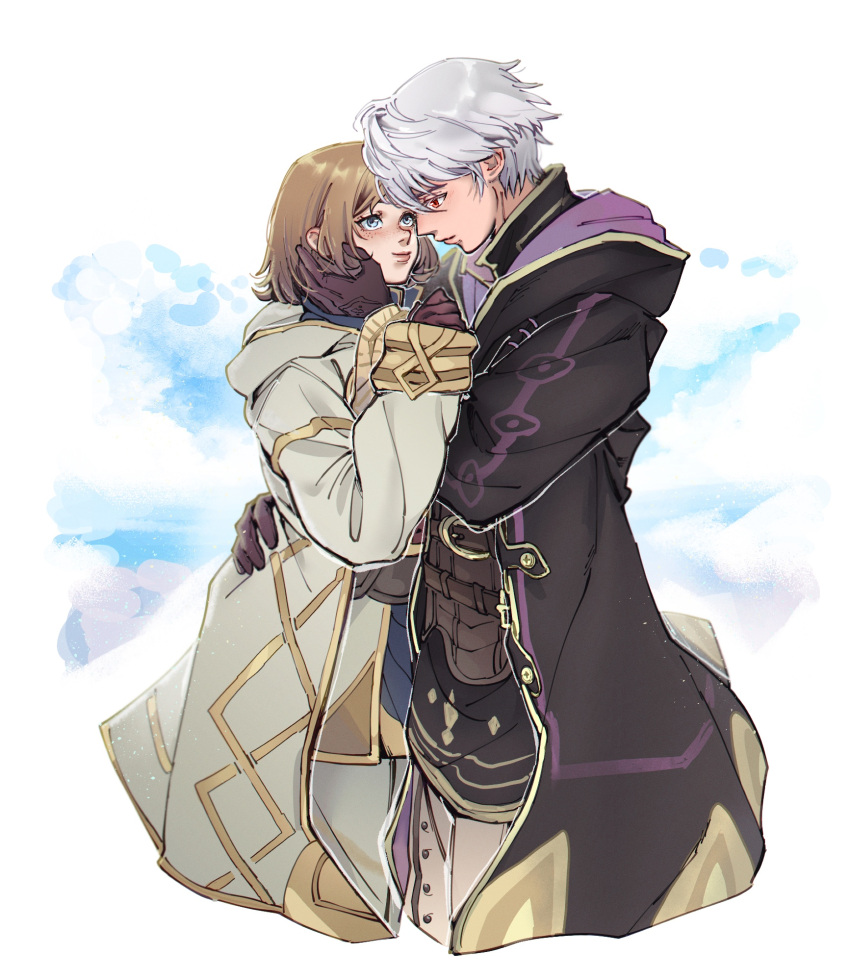 Safebooru - 1boy 1girl black robe blue eyes brown hair closed mouth ...