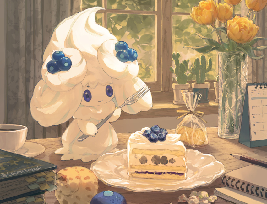 Safebooru - alcremie berry (pokemon) book cactus cake cake slice ...