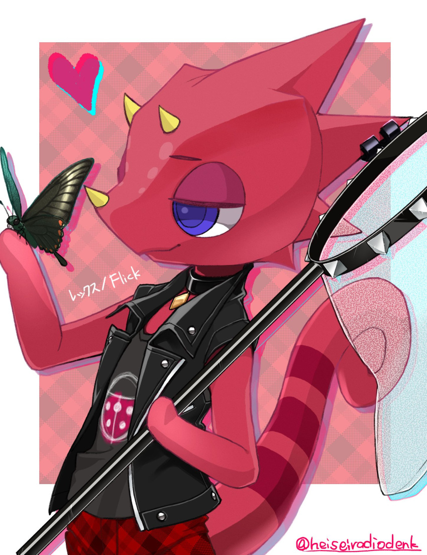 Safebooru - 1boy animal crossing black butterfly black choker black jacket black shirt border ...