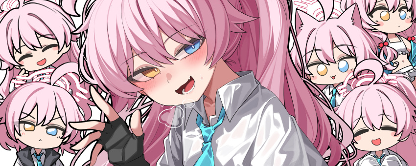 Safebooru - 1girl absurdres animal ears blue archive blue eyes blush cat ears chibi closed eyes ...