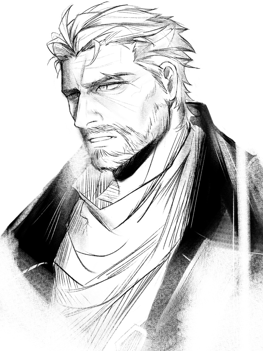 Safebooru - 1boy absurdres beard coat cropped torso facial hair ...