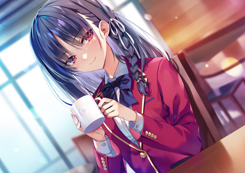 Safebooru - 1girl advanced nurturing high school uniform black bow ...