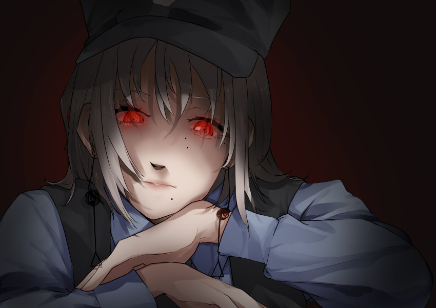 Safebooru - 1girl absurdres black dress black hat chainsaw man collared shirt dress earrings ...