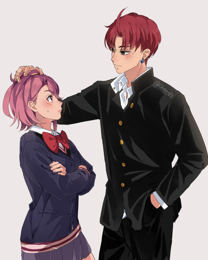 Safebooru - 1boy 1girl blush chappyvii collared shirt cowlick crossed ...