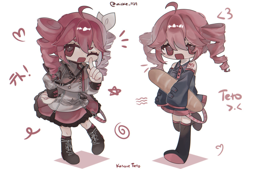 Safebooru - 2girls :d ;d absurdres ahoge baguette bare shoulders black footwear black sleeve ...