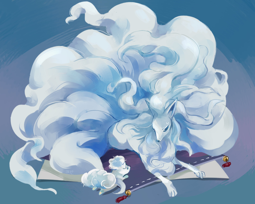 Safebooru - alolan ninetales alolan vulpix animal focus bell blue eyes ...
