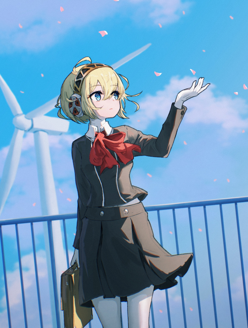 Safebooru - 1girl aegis (persona) android bag black jacket black skirt ...