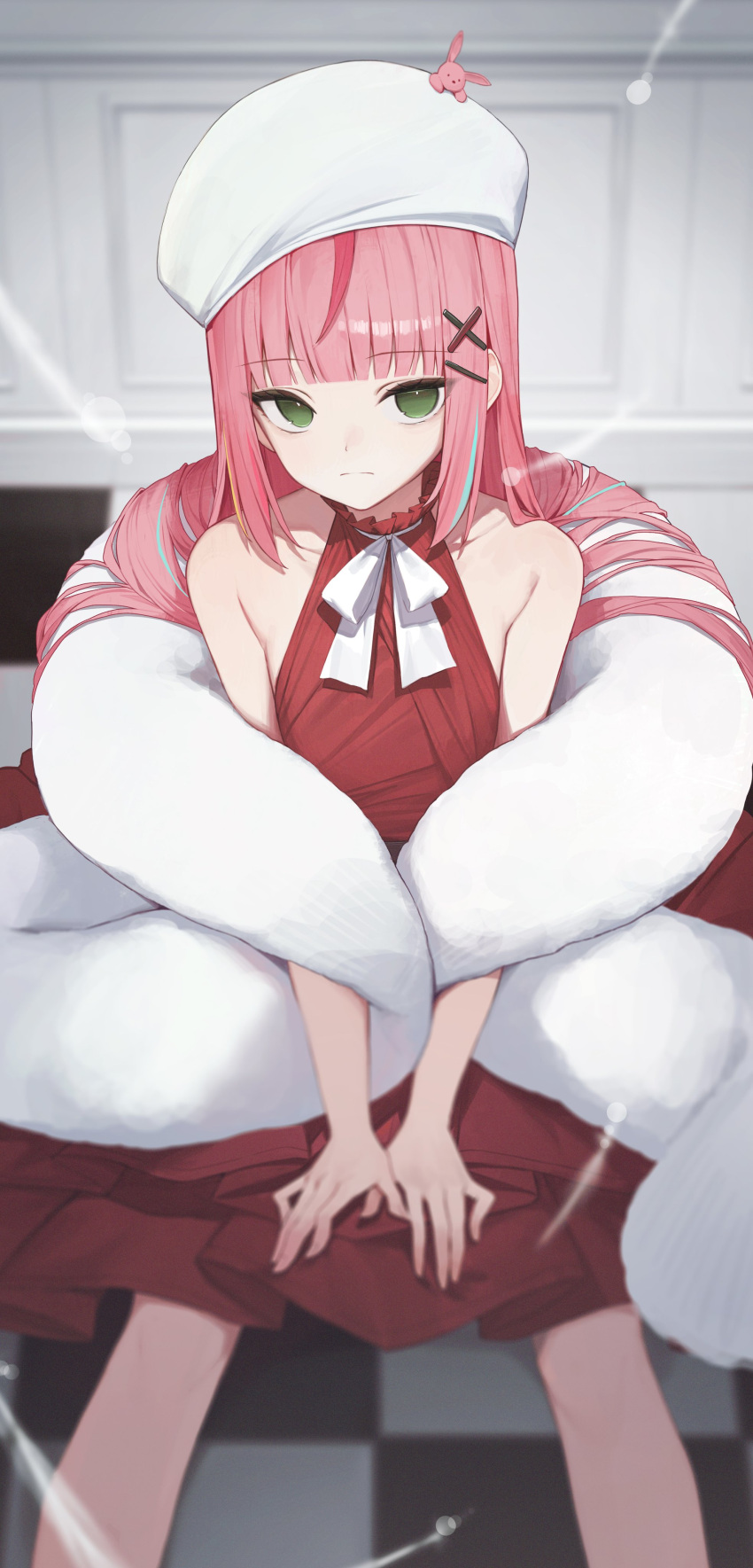 Safebooru - 1girl absurdres blonde hair blue hair blunt bangs closed mouth dress expressionless ...