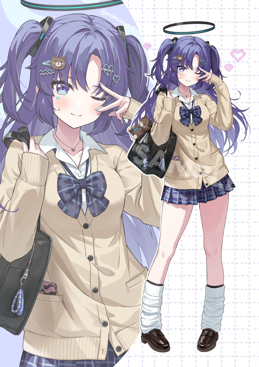 Safebooru - 1girl absurdres alternate costume bag bear hair ornament black bag black footwear ...