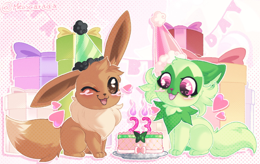 Safebooru - 23 birthday birthday cake eevee melscarada sprigatito | 5398312