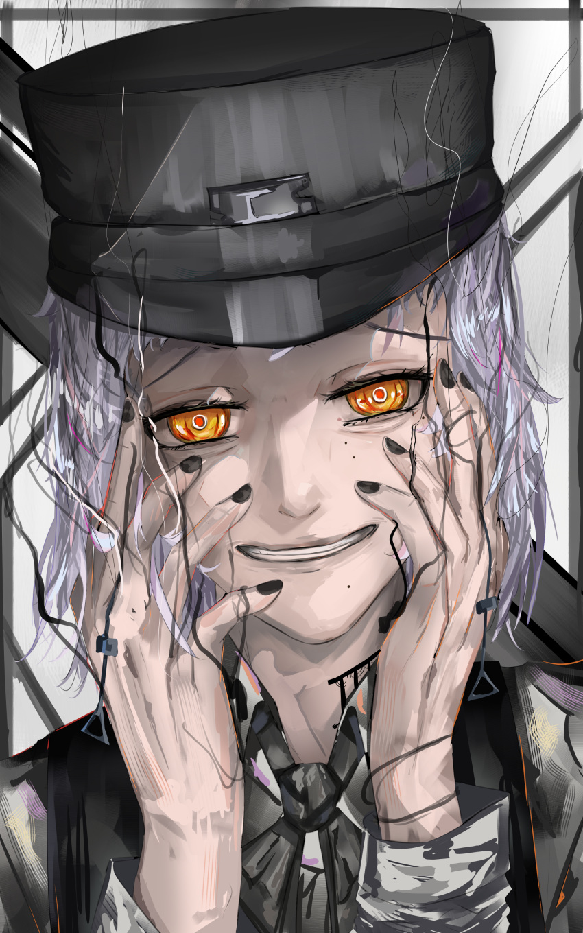 Safebooru - 1girl absurdres black dress black hat black nails black ribbon chainsaw man collared ...