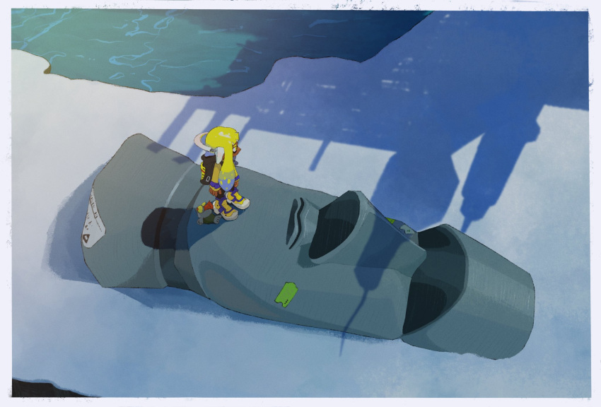 Safebooru - 1girl agent 3 (splatoon 3) arms at sides blonde hair border ...