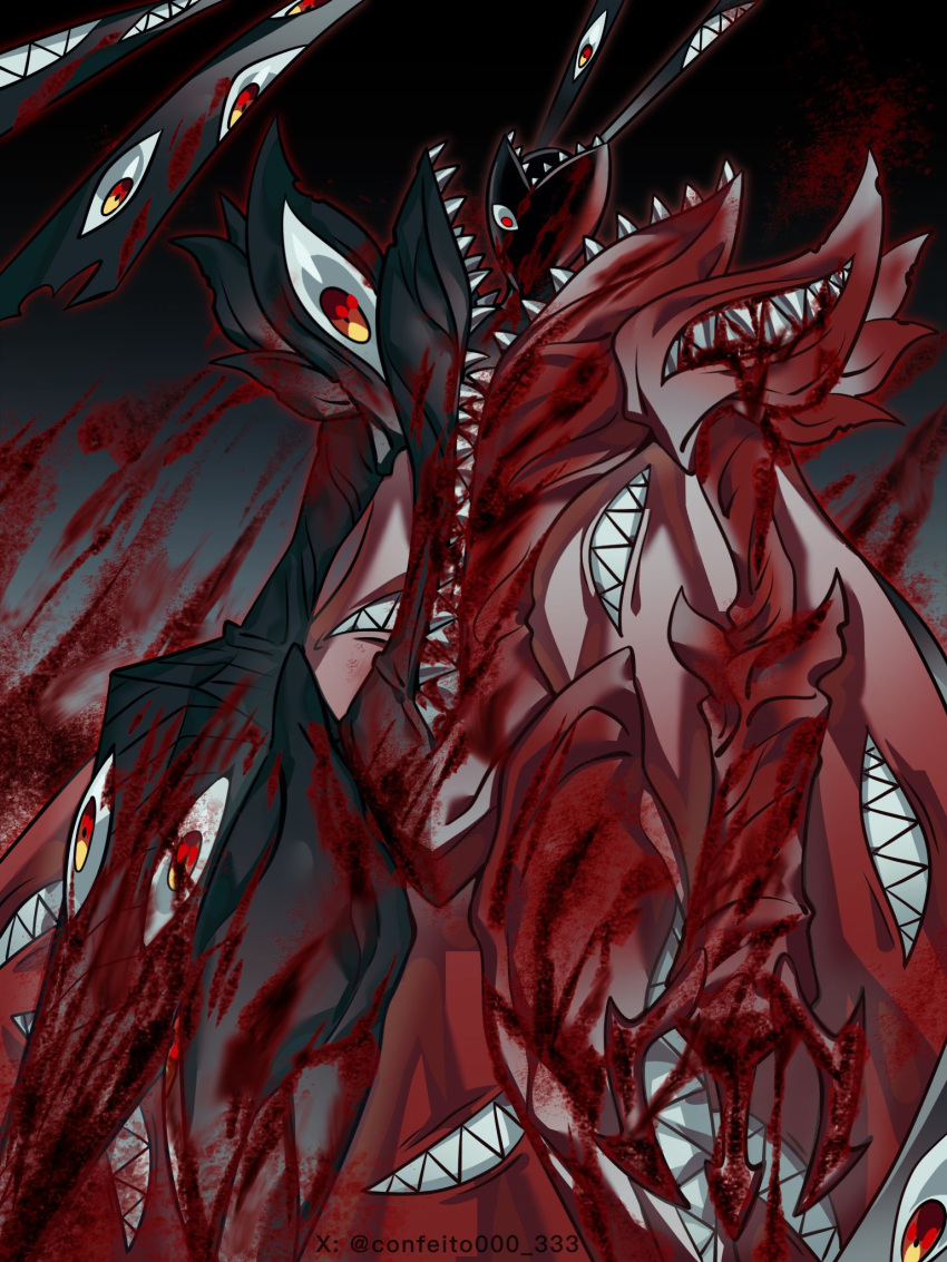 Safebooru - abbadomon abbadomon core arm blade black background black ...