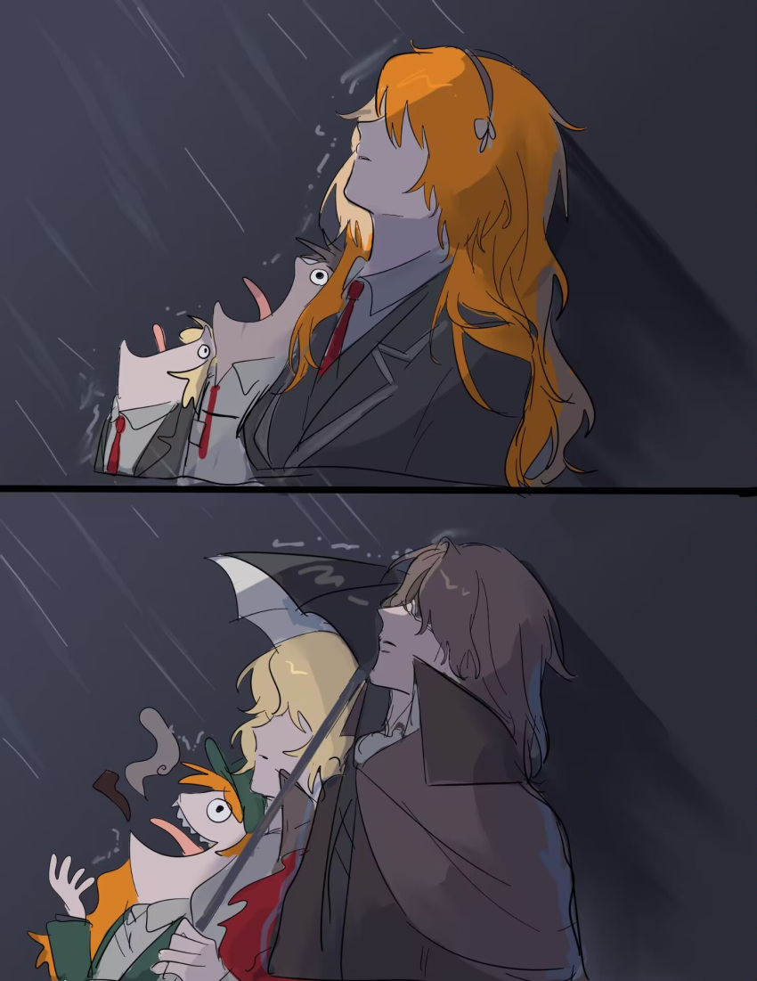 Safebooru - 1girl 2boys blonde hair closed mouth heathcliff (project ...