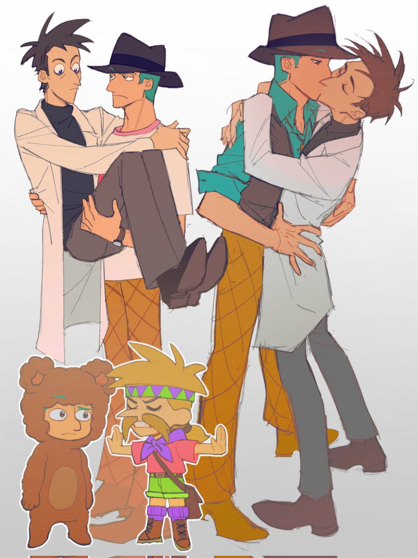 Safebooru - 2boys aqua eyes aqua hair blue eyes brown hair chi zhenjiao closed mouth commentary ...