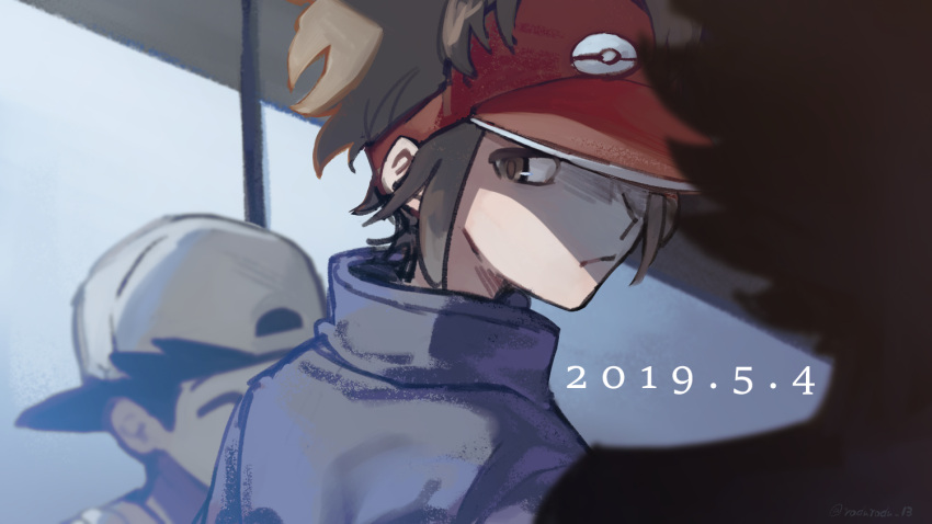 Safebooru - 3boys backwards hat blue jacket brown eyes brown hair ...