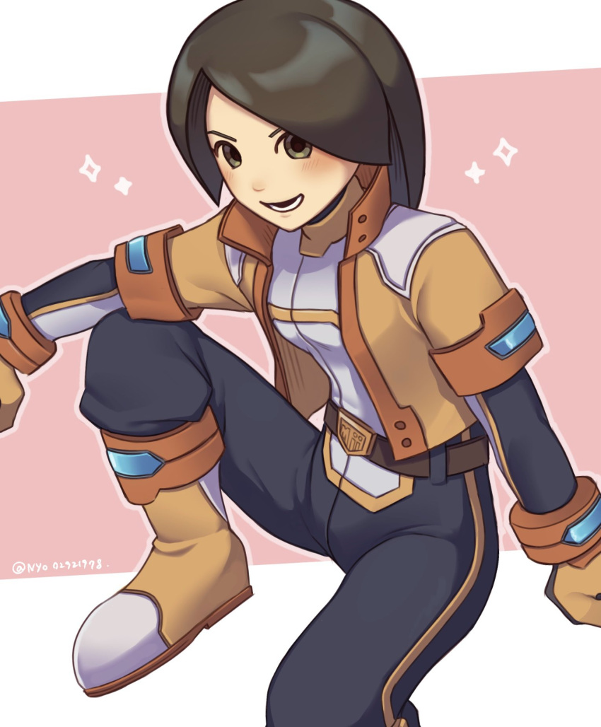 Safebooru - 1girl belt blush boots breasts brown eyes brown hair gloves ...
