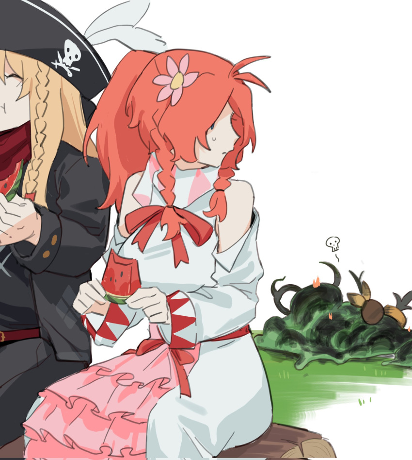 Safebooru - 1boy 1girl antenna hair black jacket blonde hair blue eyes blush bow bowtie braid ...