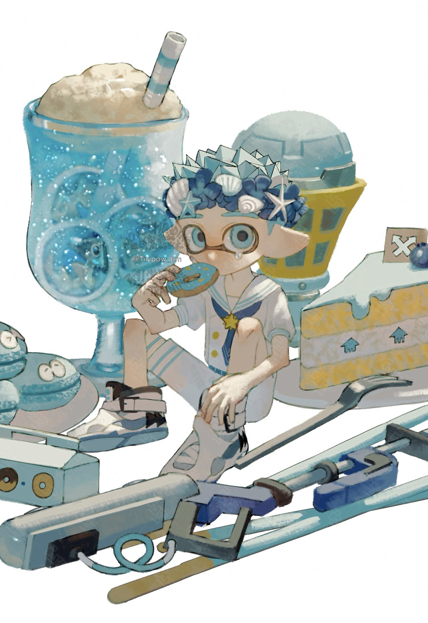 Safebooru - 1boy absurdres artist name blue eyes blue sailor collar ...