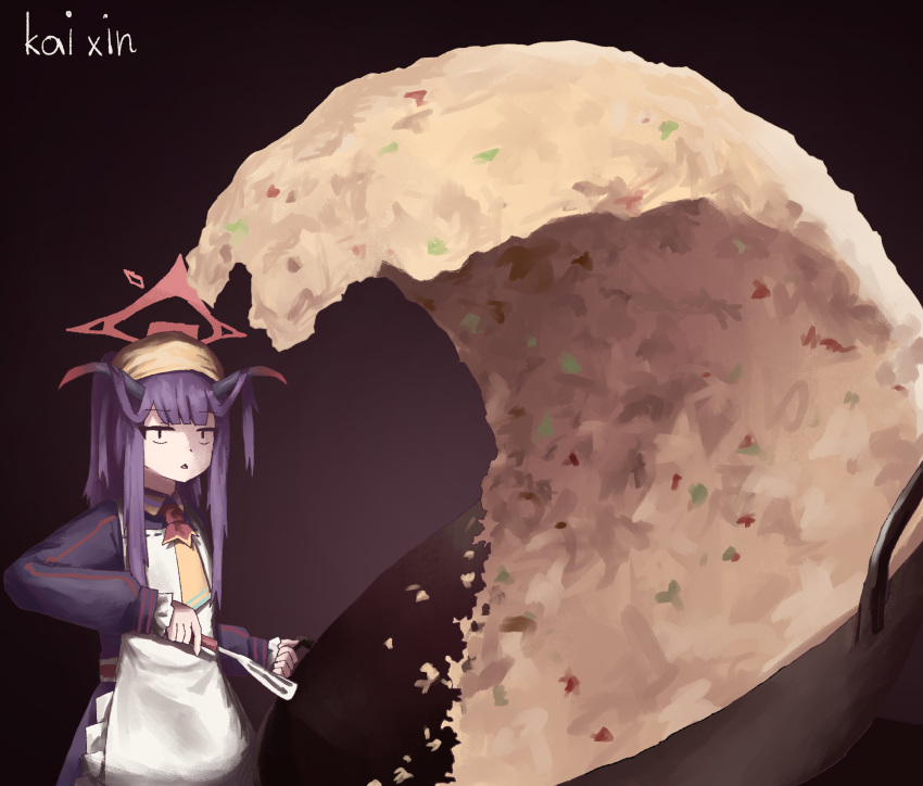 Safebooru - 1girl apron blue archive cooking demon girl demon horns ...