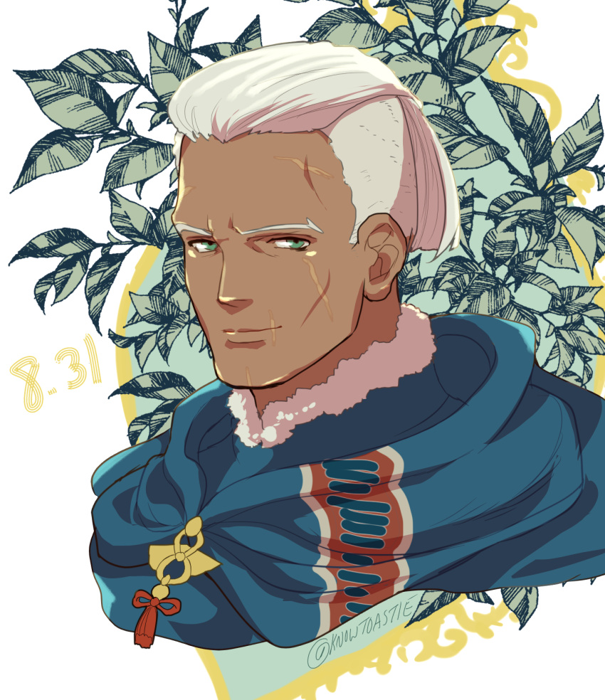 Safebooru - 1boy blue scarf blue shirt closed mouth collared shirt ...