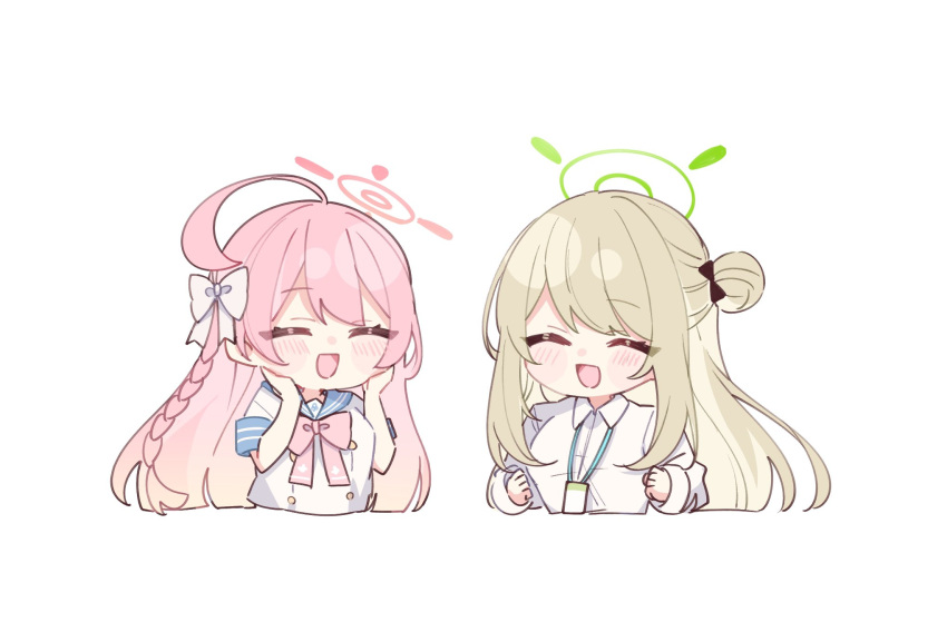 Safebooru 2girls Black Bow Blonde Hair Blue Archive Bow Braid Closed 3078