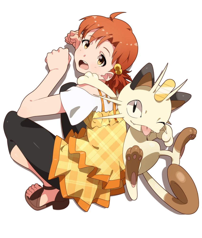 Safebooru - 1girl ahoge black leggings brown eyes brown hair clip studio paint (medium) dress ...