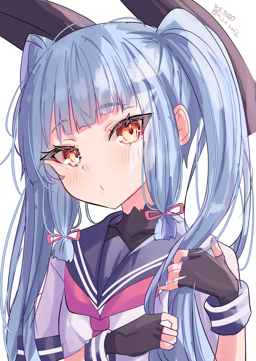 Safebooru - 1girl absurdres alternate costume alternate hairstyle antenna hair blue hair blunt ...